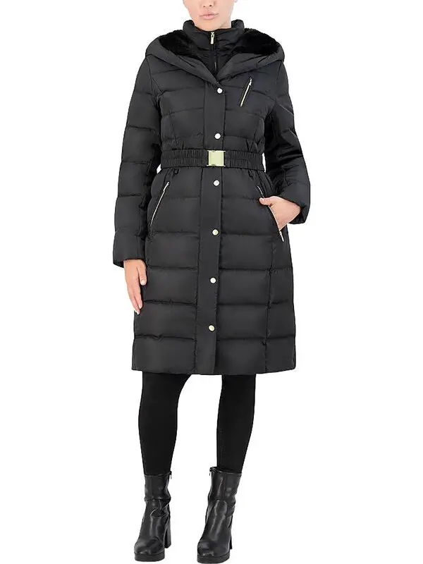 Cole Haan Belted Puffer Coat - Black