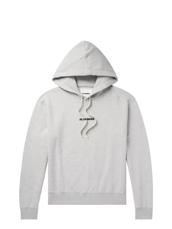 JIL SANDER Logo-print Cotton-jersey Hoodie - Gray