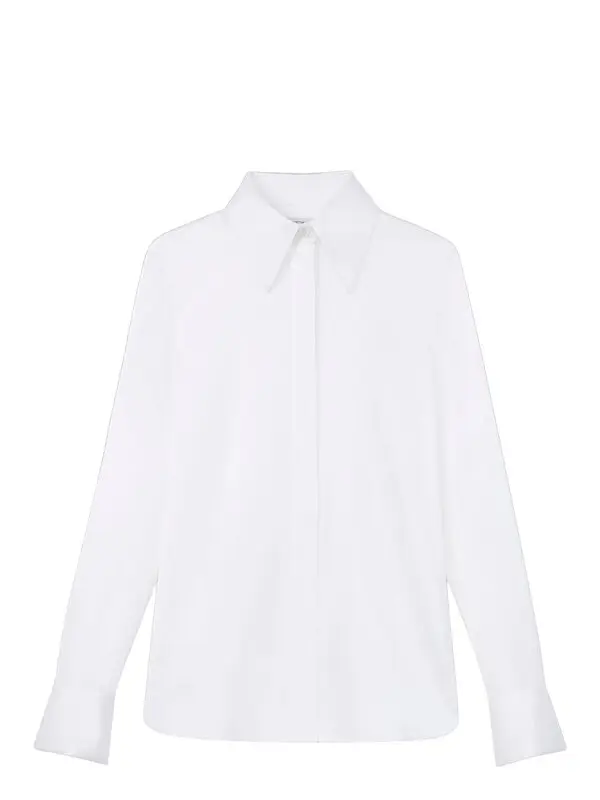 Lafayette 148 New York Silk Long Sleeve French Cuff Blouse - Cloud