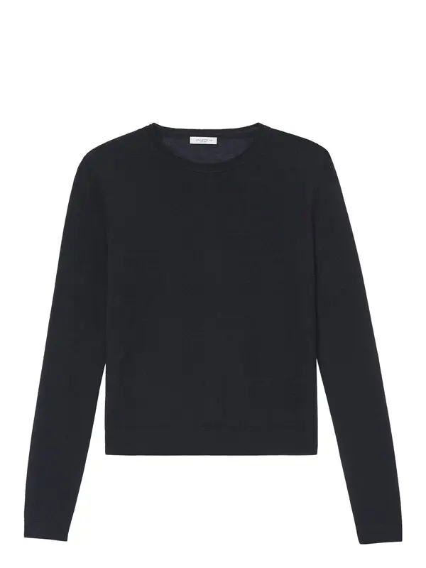 Lafayette 148 New York Fine Cashmere Fitted Crewneck Sweater - Black