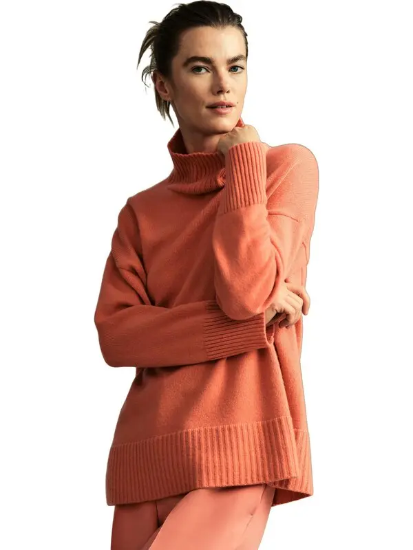 Lafayette 148 New York Cashmere Long Sleeve Turtleneck Sweater - Altrosa Pink