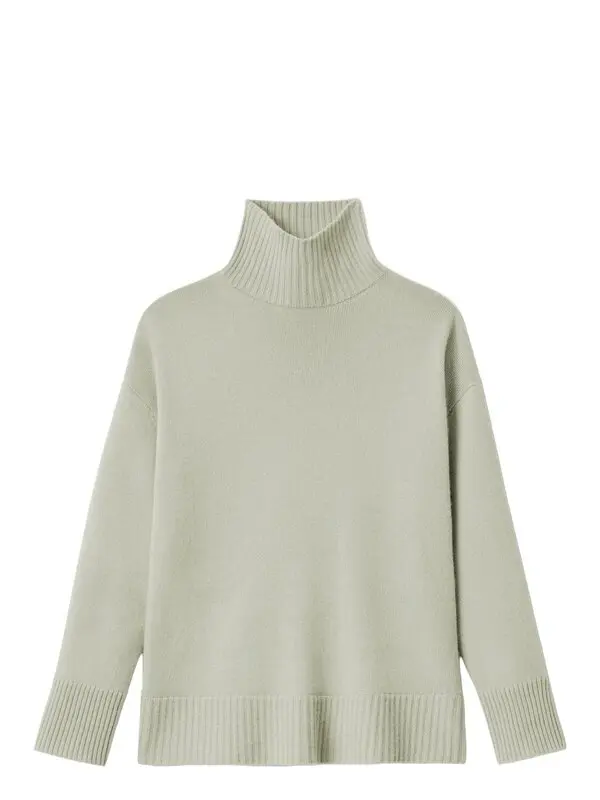 Lafayette 148 New York Cashmere Long Sleeve Turtleneck Sweater - Mist Grey