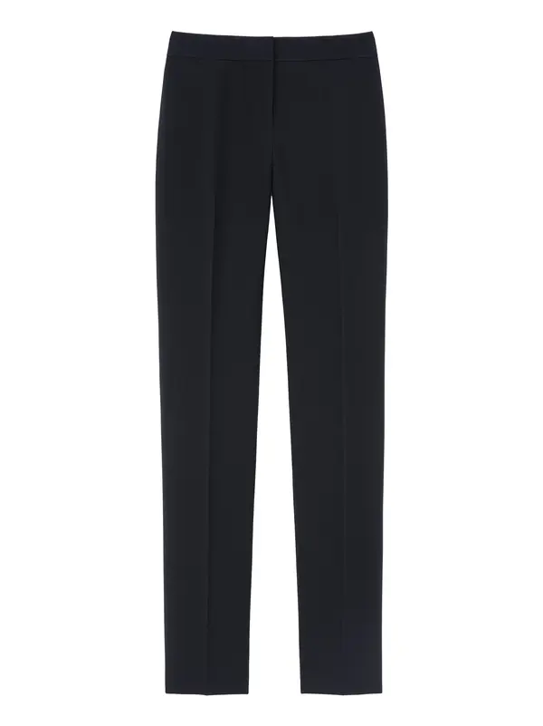 Lafayette 148 New York Wool Silk Crepe High-waist Straight Pants - Black