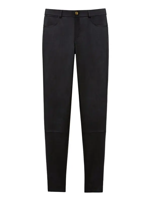 Lafayette 148 New York Stretch Nappa Leather Ankle Pants - Black