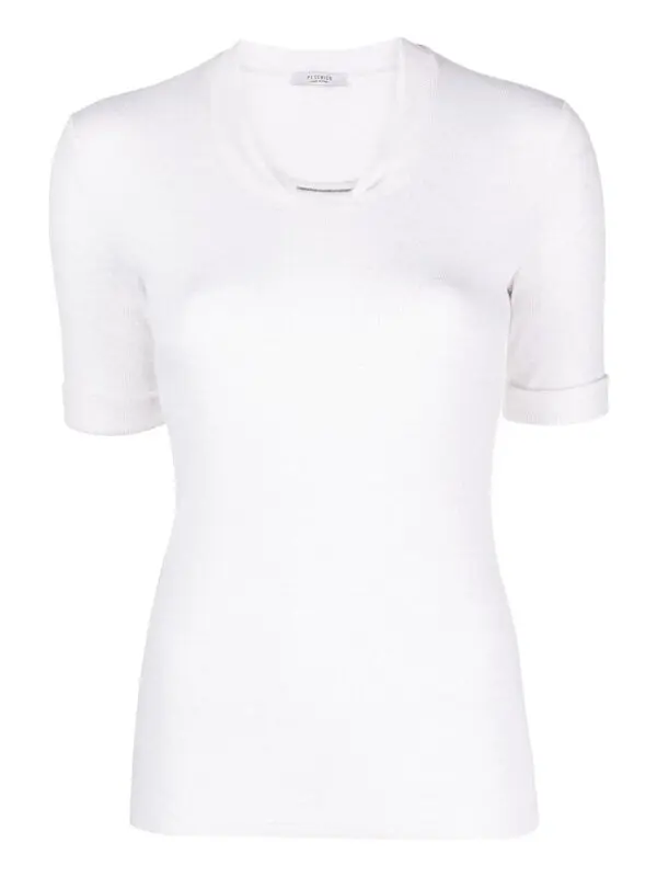 Peserico Fine-ribbed Short-sleeve Top - Neutrals
