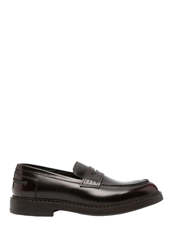 DOUCAL'S Round-toe Leather Loafers - Brown