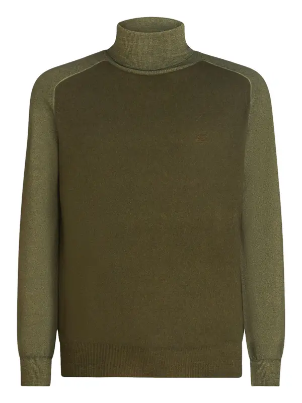 Etro Pegaso-embroidered Roll-neck Jumper - Green