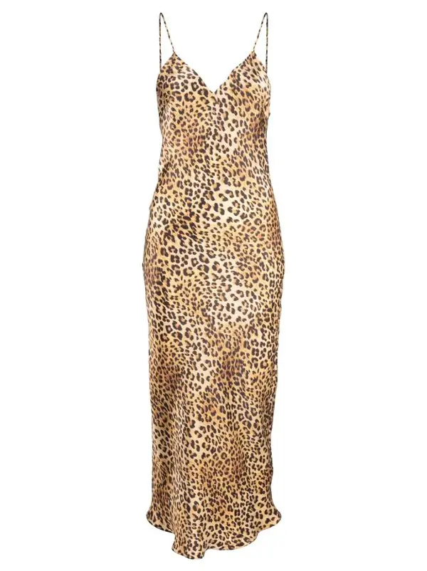 GILDA & PEARL Leopard-print Silk Dress - Brown