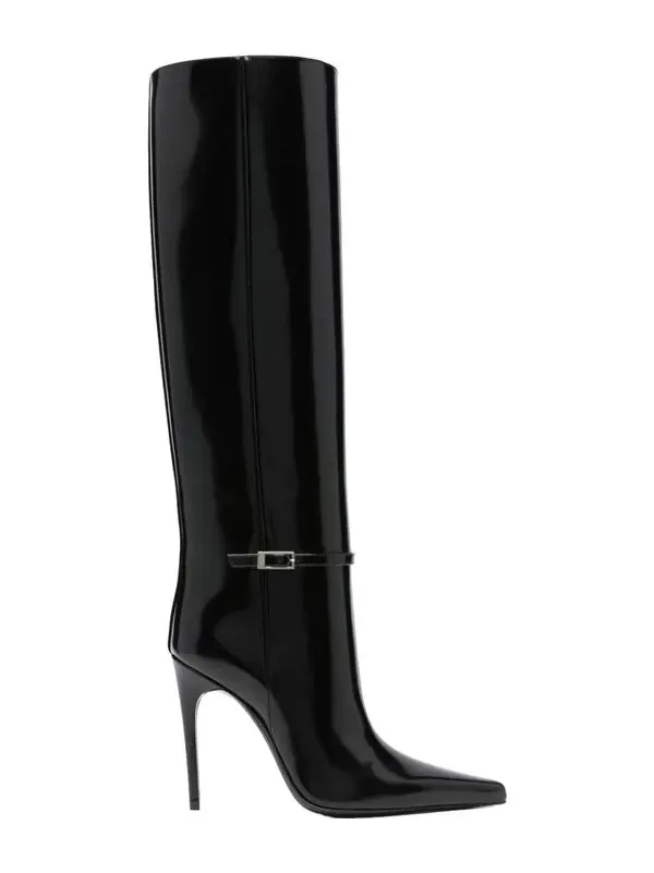 Saint Laurent Vendome 110mm Buckled High Heel Boots - Black