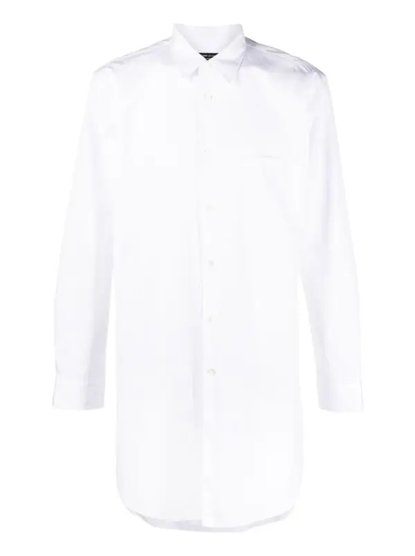 Comme Des Garçons Pointed-collar Long-length Cotton Shirt - White