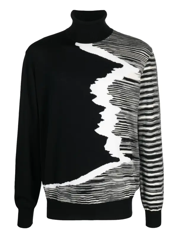 Missoni Stripe-pattern Roll-neck Jumper - Black