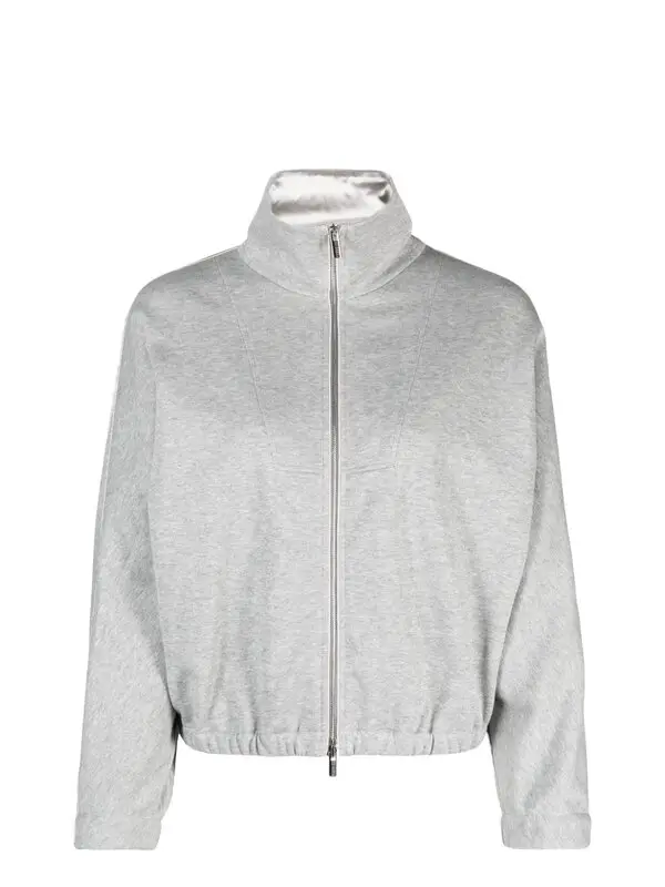 Peserico Mélange-effect Zip-up Fleece Sweatshirt - Grey