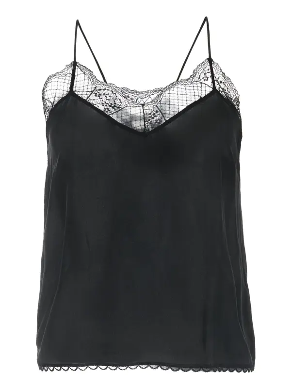 STELLA NOVA Floral-lace Silk Top - Black