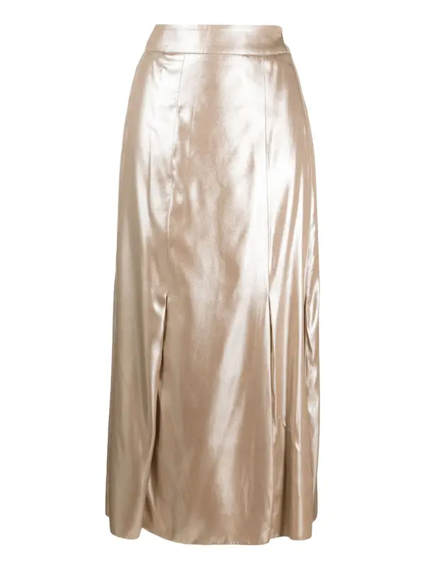 Peserico Laminated Twill Midi Skirt - Neutrals