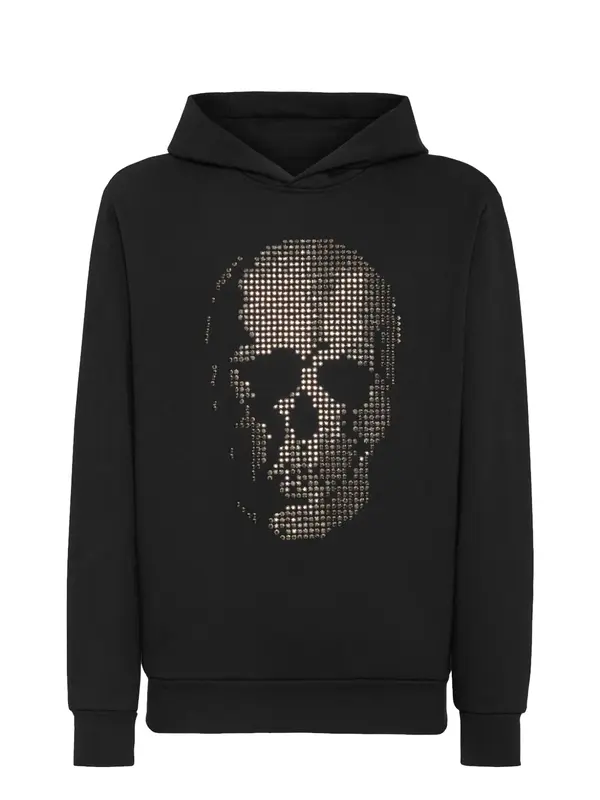 Philipp Plein Logo-embroidered Cotton Hoodie - Black