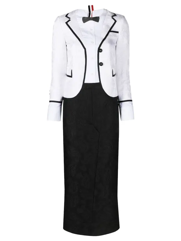 Thom Browne Trompe L'oeil Tuxedo Dress - White