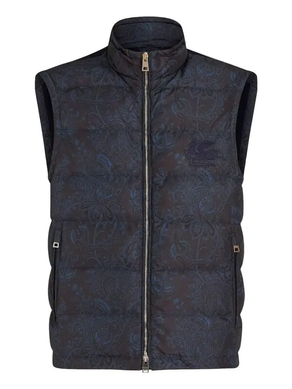 Etro Paisley-print Padded Gilet - Blue