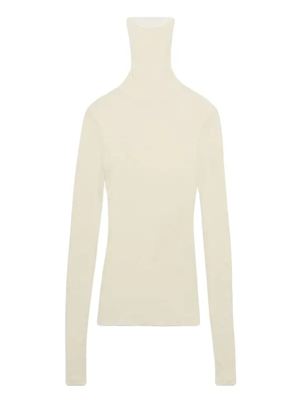 Ami Roll-neck Ribbed Sweater - Neutrals