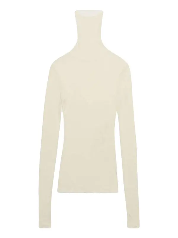 Ami Roll-neck Ribbed Sweater - Neutrals