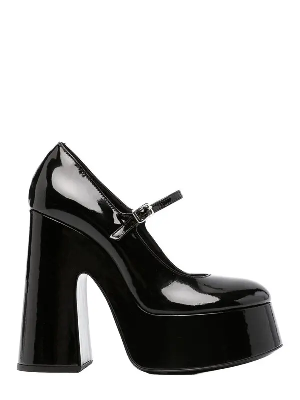 VIC MATIE 145mm Patent Leather Platform Sandals - Black