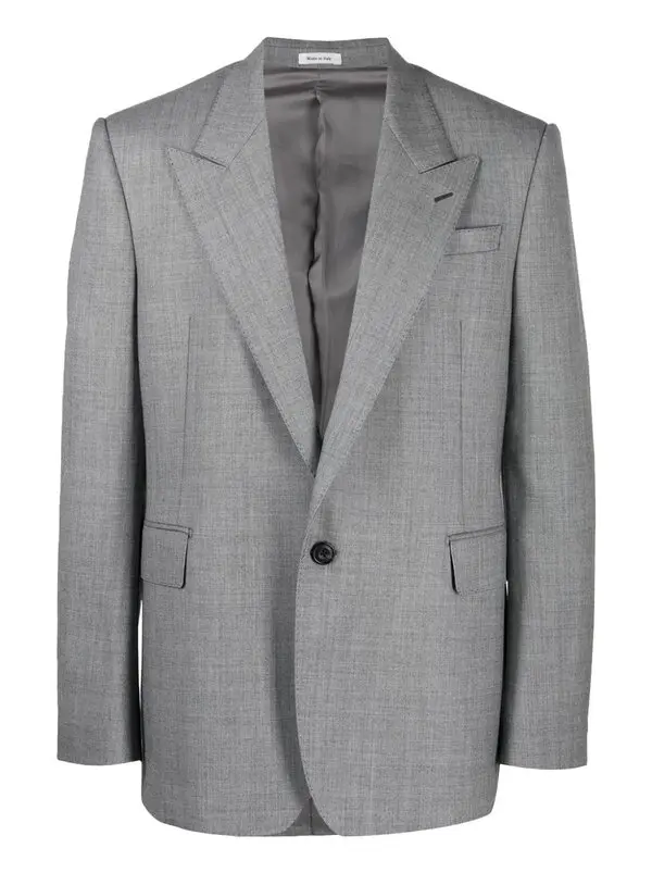 Alexander McQueen Single-breasted Wool Blazer - Grey