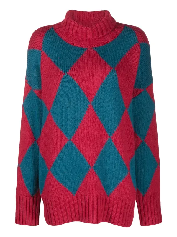 La DoubleJ Argyle Intarsia-knit Jumper - Blue