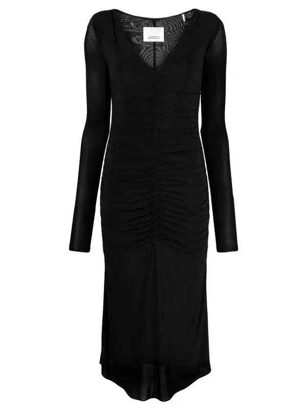Isabel Marant Laly Ruched Jersey Dress - Black