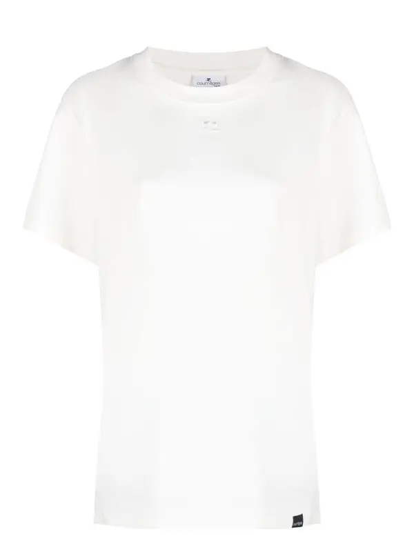 COURREGES Logo-patch Cotton T-shirt - White