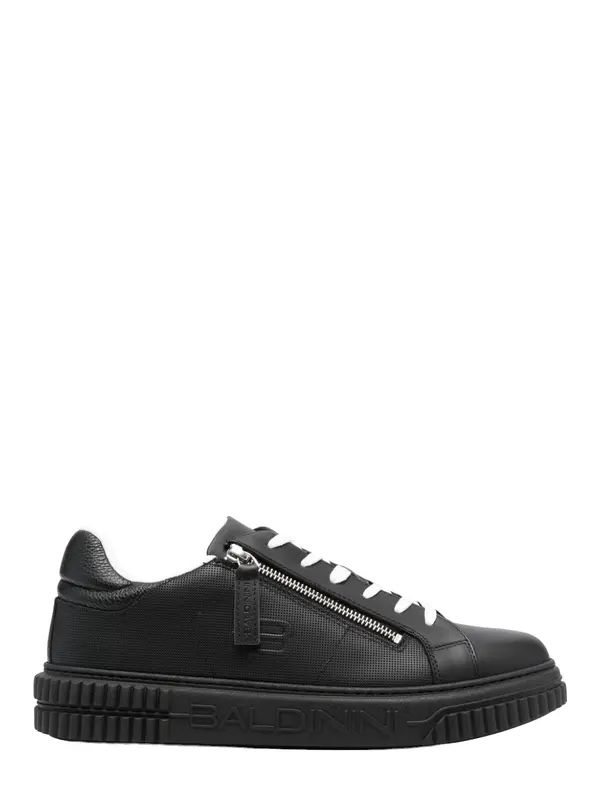 BALDININI Logo-embossed Low-top Leather Sneakers - Black