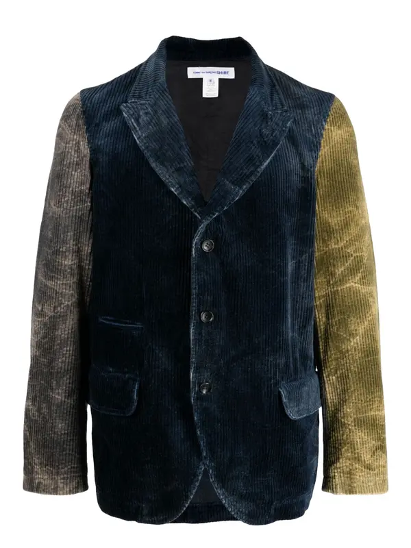 Comme Des Garçons Bleached-effect Corduroy Blazer - Blue