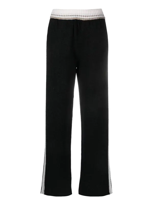 BARRIE Stripe-detail Trousers - Black