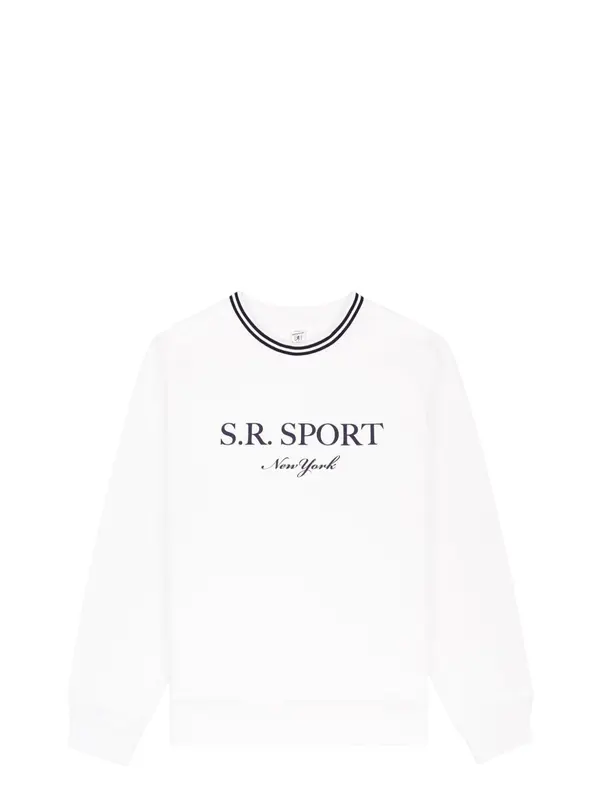 SPORTY & RICH Logo-print Cotton Sweatshirt - White
