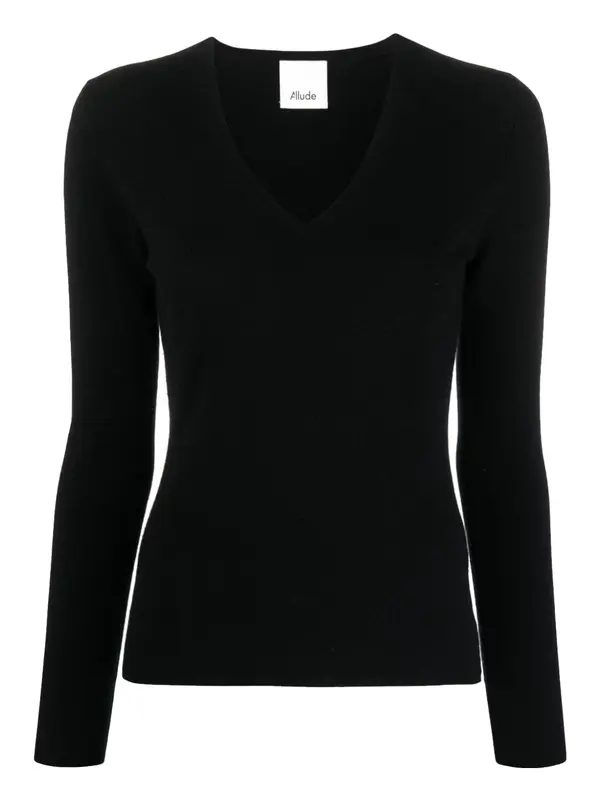 ALLUDE V-neck Cashmere Jumper - Black