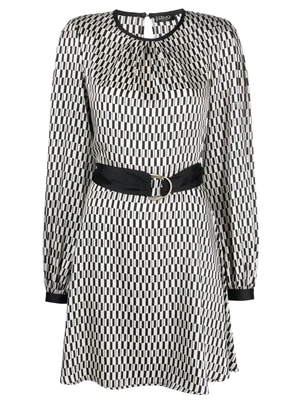 Liu Jo Graphic-print Dress With Belt - Neutrals
