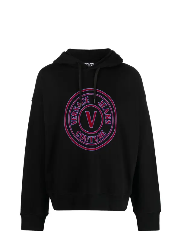 Versace Logo-print Cotton Hoodie - Black
