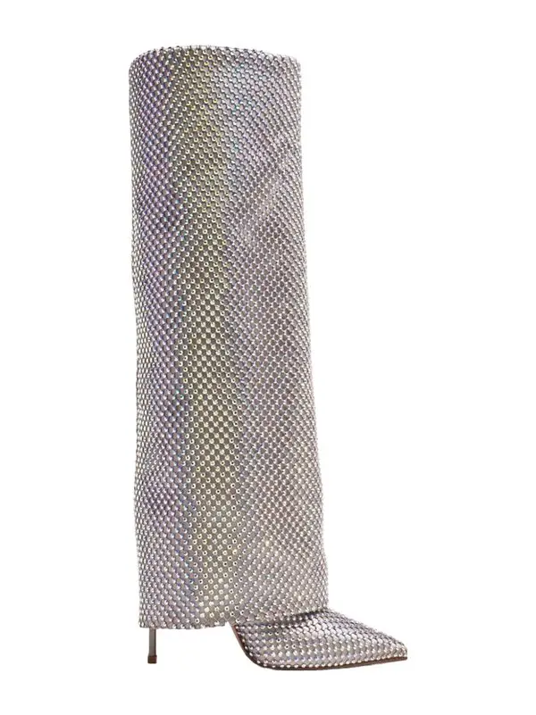LE SILLA Gilda 120mm Crystal-embellished Knee-high Boots - Silver