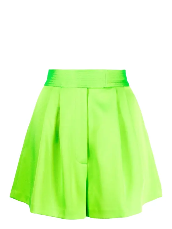 Alex Perry Pleated High-waisted Shorts - Green