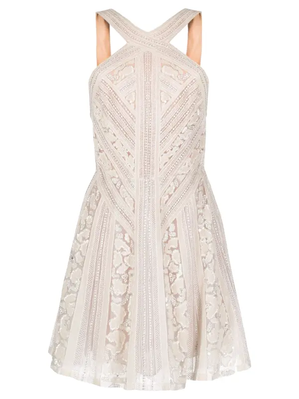 Elie Saab Bead-embellished Silk A-line Dress - White