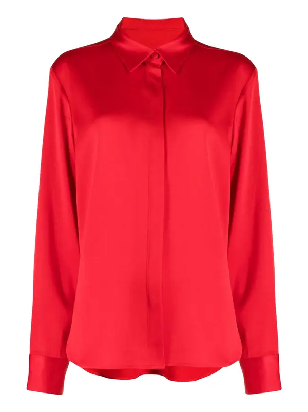 Alex Perry Satin Button-down Shirt - Red