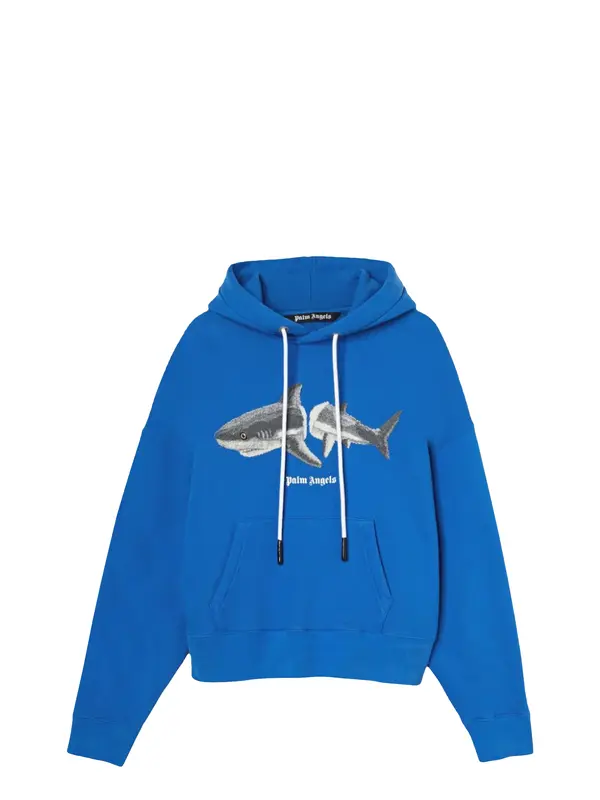 Palm Angels Shark Print Hoodie - Blue