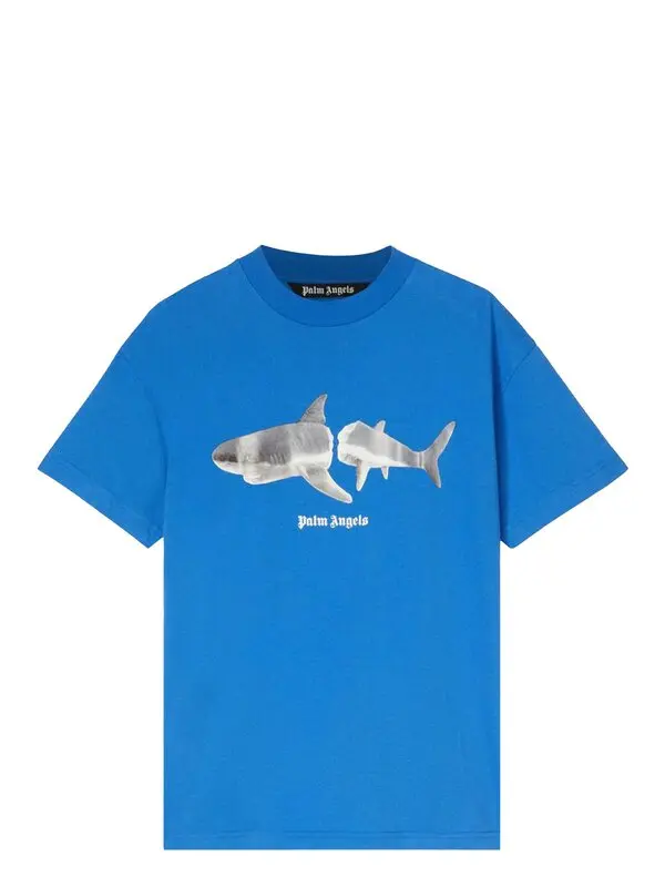 Palm Angels Shark Classic Tee /white - Blue