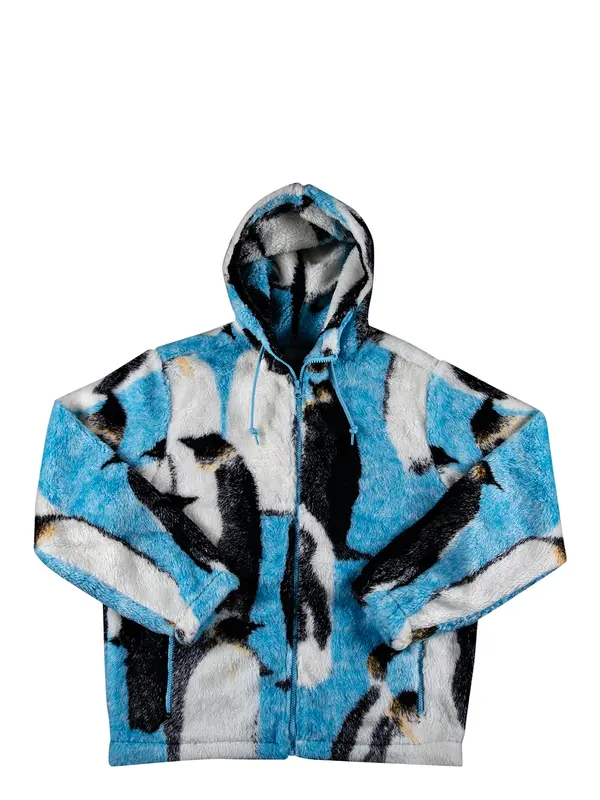 Supreme Penguins Hooded Fleece Jacket - Blue