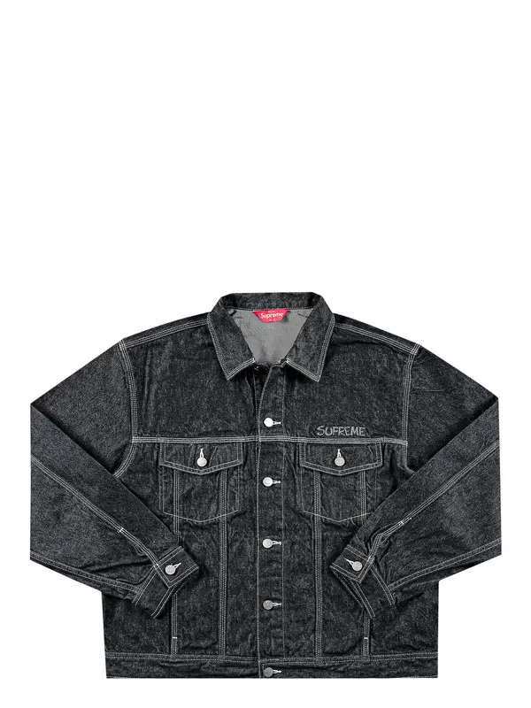 Supreme X Smurfs Denim Trucker Jacket - Black