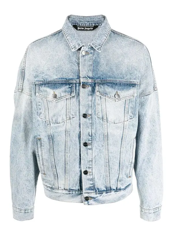 Palm Angels Back Logo Denim Jacket - Blue