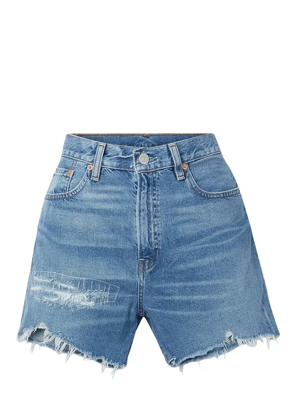 Denimist Nic Distressed Denim Shorts - Mid Denim