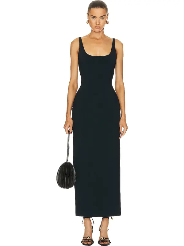 Bottega Veneta Compact Viscose Long Dress - Black