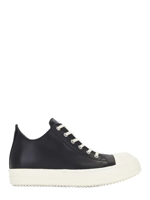 Rick Owens Low Calf Leather Sneaker - Black & Milk