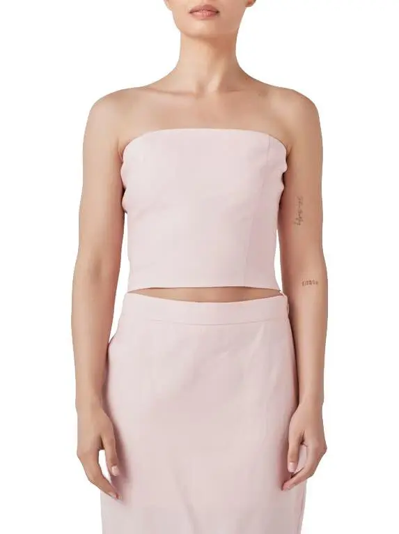 Endless Rose Strapless Linen Top - Dusty Pink