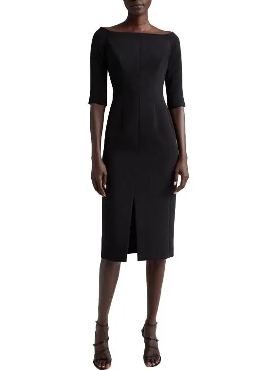 Carolina Herrera Off-the-shoulder Crepe Sheath Dress - Black