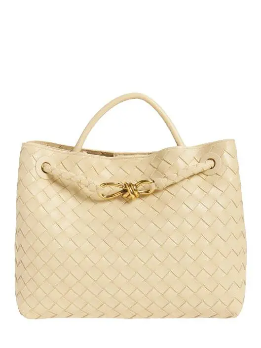 Bottega Veneta Medium Andiamo Intrecciato Shoulder Bag - 9713 Tufo-muse Brass